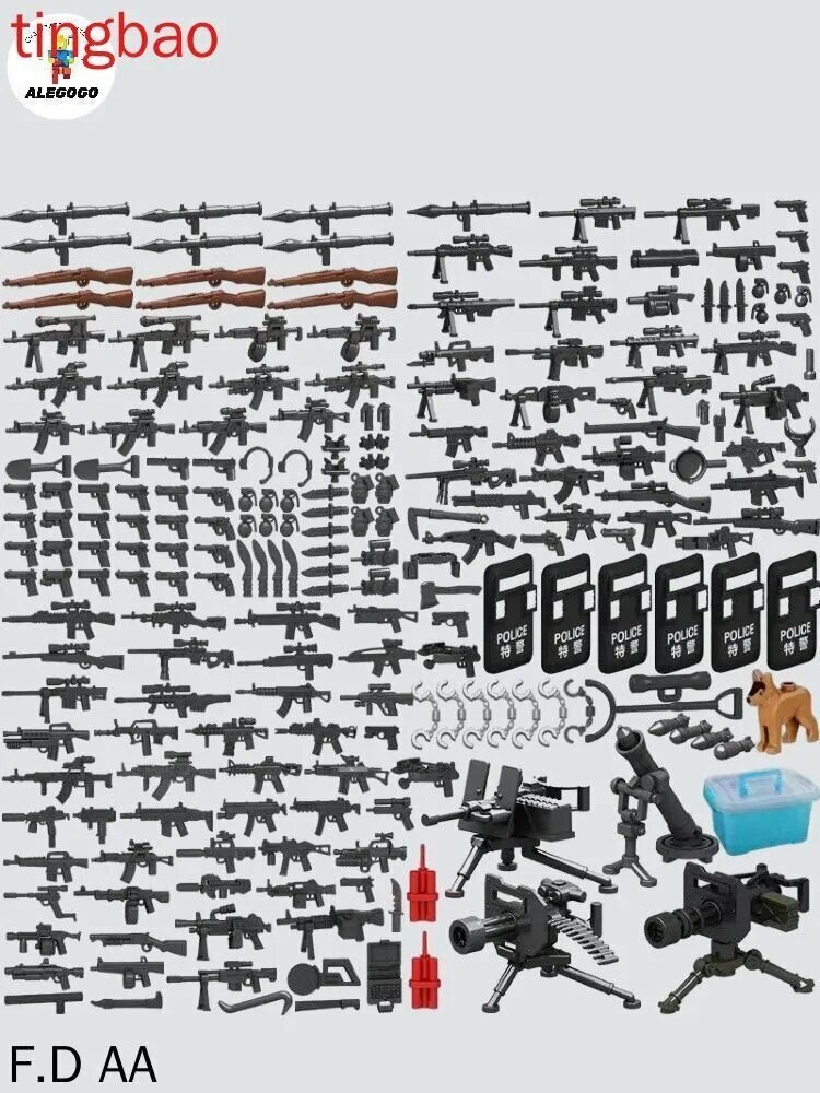 Набор оружия для минифигурок совместимый с Lego с 214 аксессуарами и ящиком для хранения