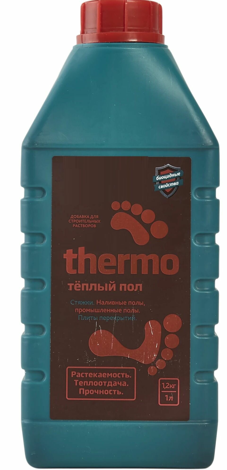 Добавка-пластификатор Termo 1 л для заливки тёплых полов обеспечивает гладкую поверхность, предотвращает образование трещин, повышает растекаемость бетонных и растворных смесей