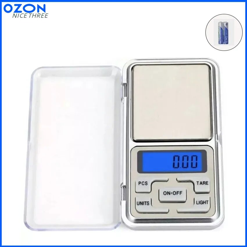 Весы ювелирные сверхточные электронные OZON NICE THREE, 0.5кг, 0.1г, AAA, Металл, Серебристый
