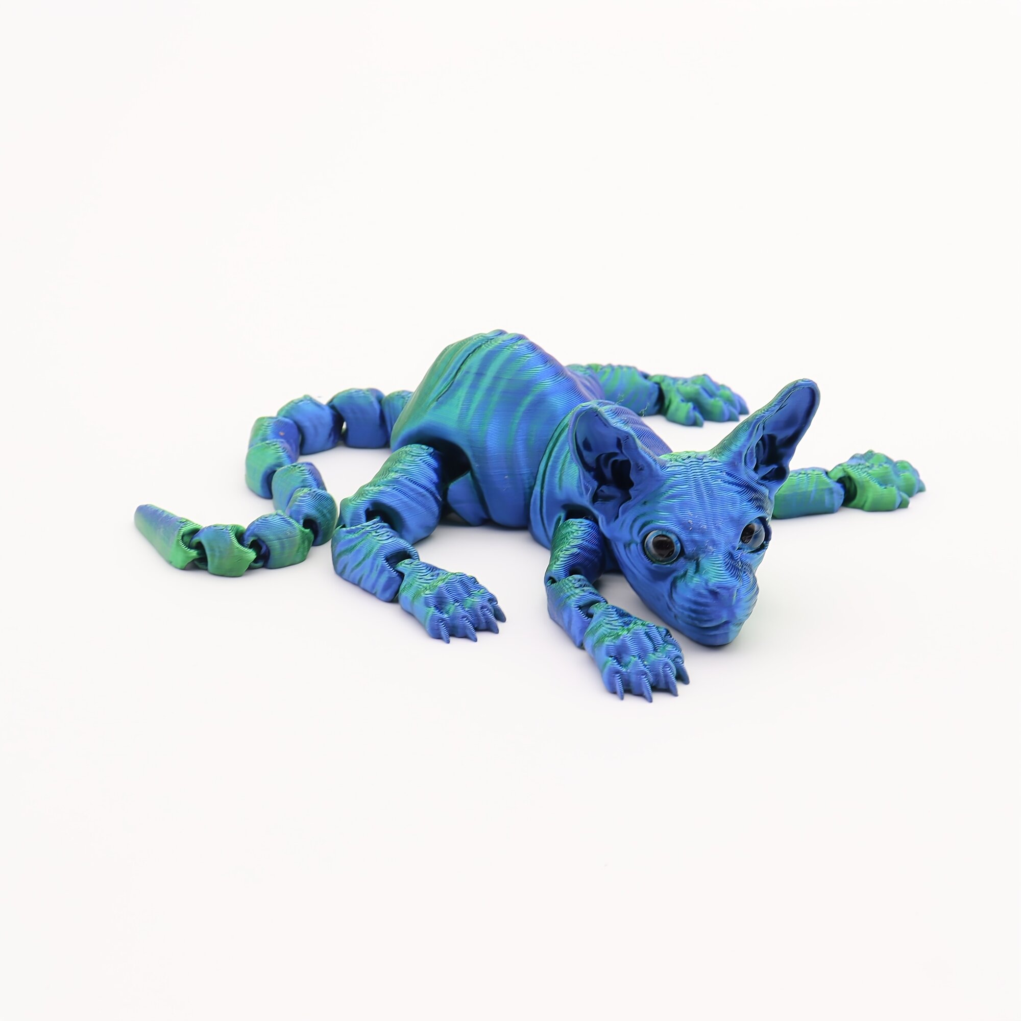 3D-печатный котенок с подвижными суставами, лазерный зеленый, 1 шт, космическое украшение на Хэллоуин и Рождество, настольный декор для дома и офиса