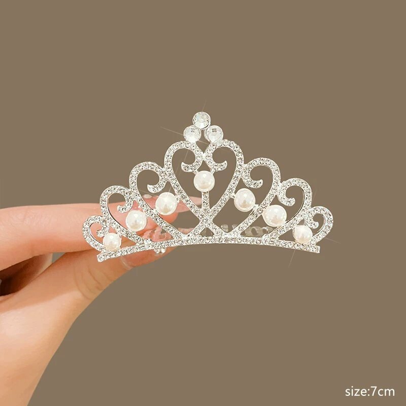 4# Сердечная жемчужная корона для девочек - Набор детских аксессуаров, новая коллекция 2025