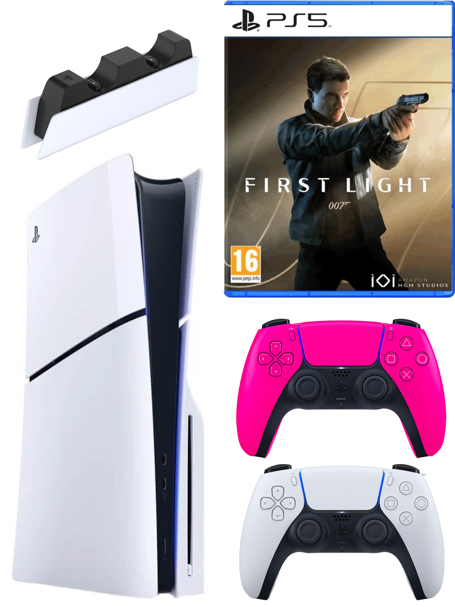 Игровая приставка Sony PS 5 Slim, 1ТБ(с дисководом) +2-ой геймпад + Зарядная станция+First Light 007