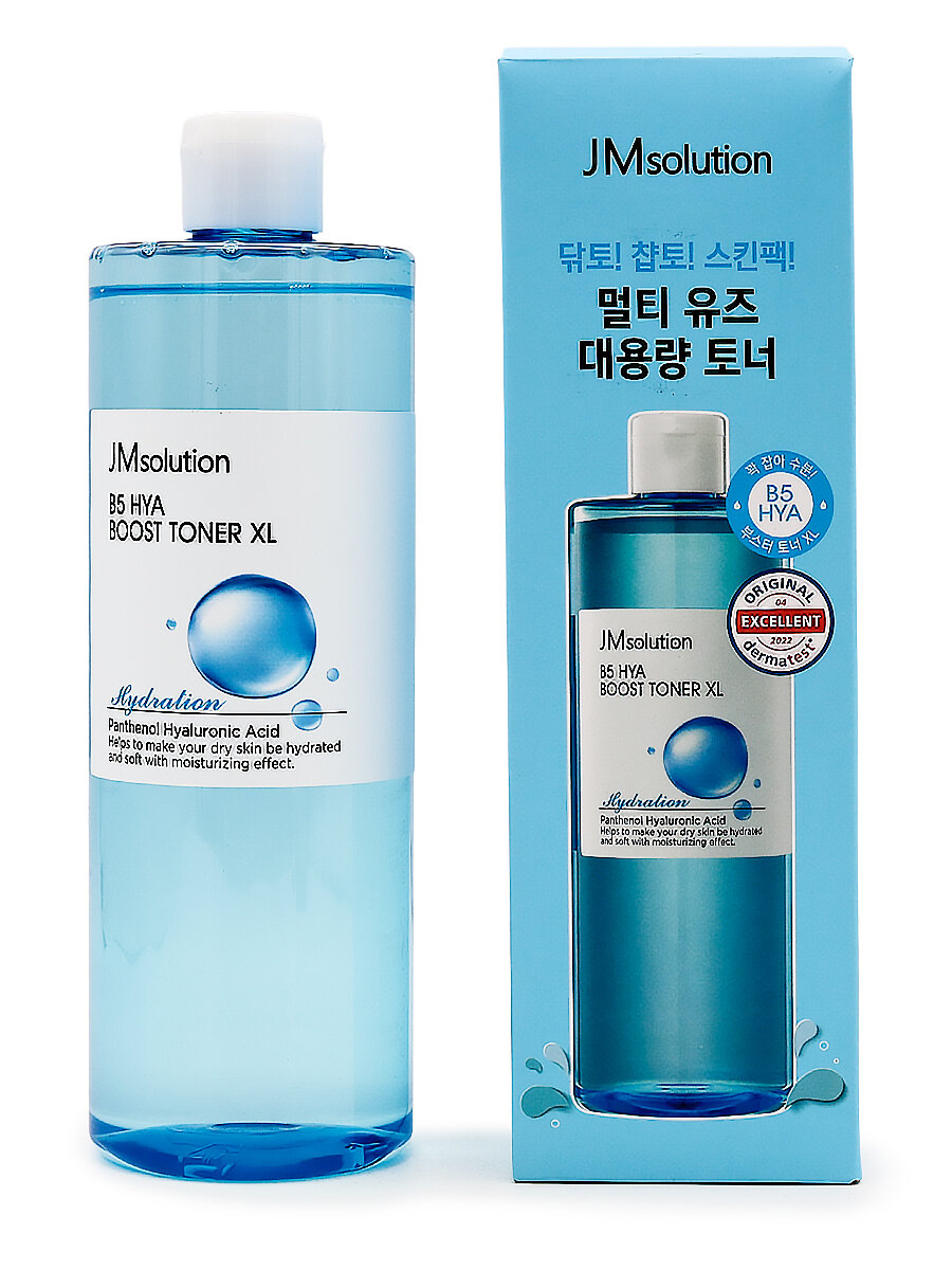 JMsolution Тонер для лица с витамином B5 увлажняющий и восстанавливающий B5 HYA Moisturizing Boost Toner XL, 500 мл