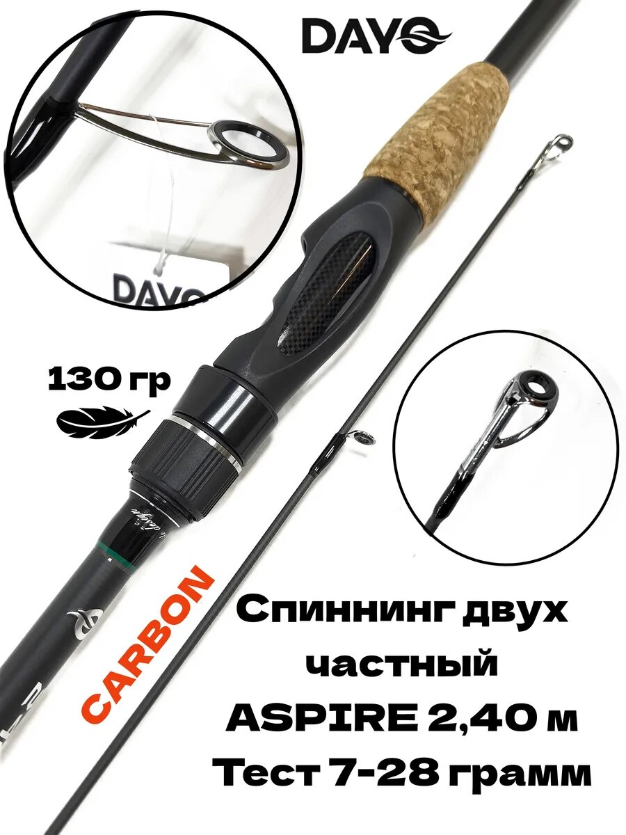 Спиннинг двух частный ASPIRE 2,40м, тест 7-28 грамм