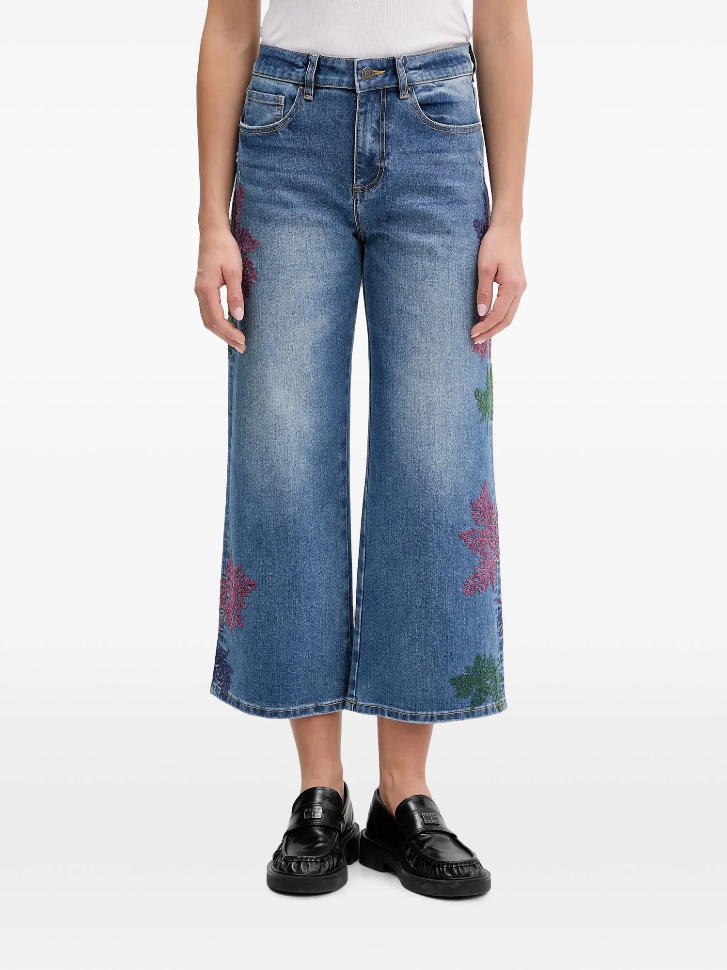 Джинсы Embroidered cropped jeans 