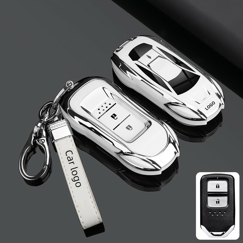 Брелок с 2 кнопками для Honda CR-V, Accord, Civic, HR-V, Fit, Elysion с жемчужно-белой отделкой и белым дизайном YB-шнур