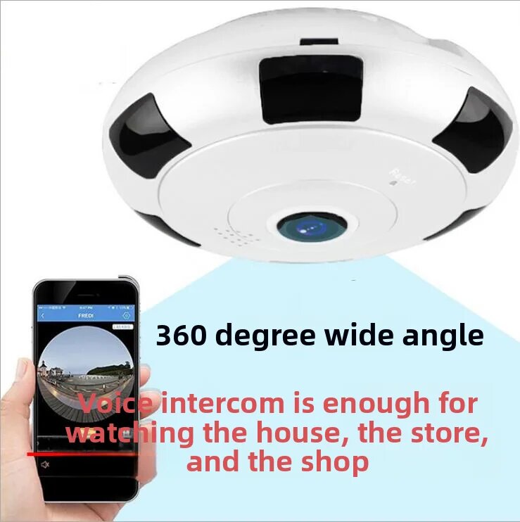 HD Wifi Панорамная камера 3MP Умная камера для безопасности дома 360° Панорамная рыбацкая глаз IP-камера Камера наблюдения ночного видения Espias-4vl