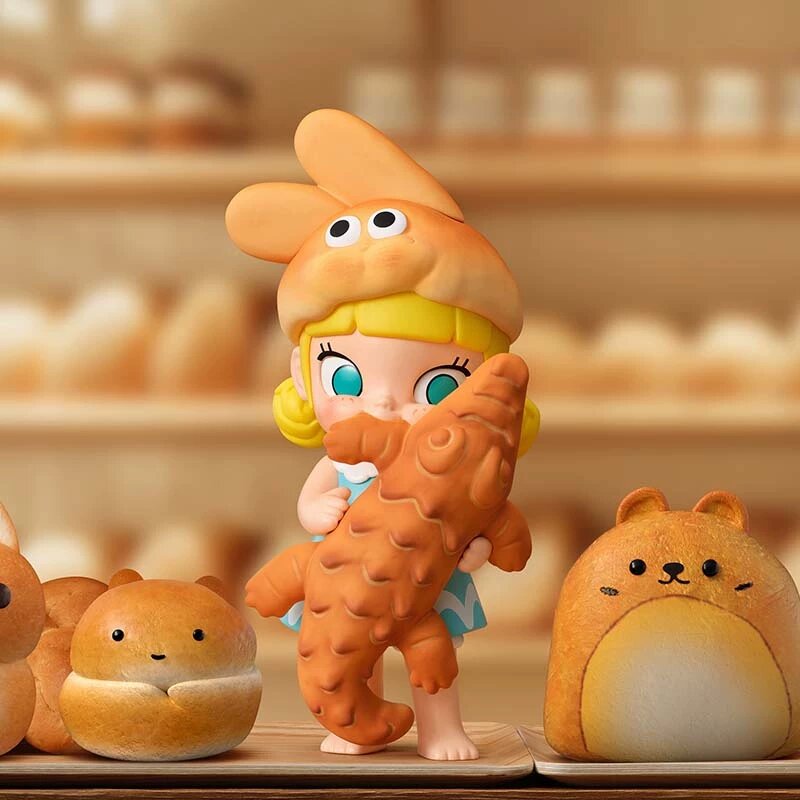 POP MART Molly Bread Head Series Crocodile First Bite Figurine - Подтвержденный стиль, новый нераспечатанный или