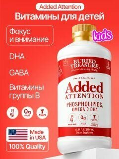 Buried Treasure, Детские мультивитамины для памяти и концентрации внимания 496 мл