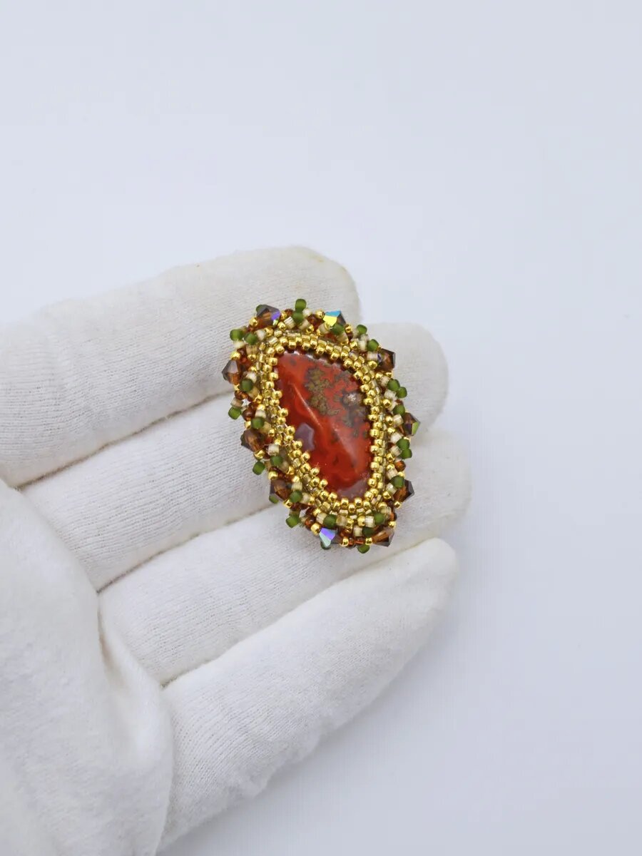 Брошь RINABEAD, кристаллы Swarovski, кристалл, агат