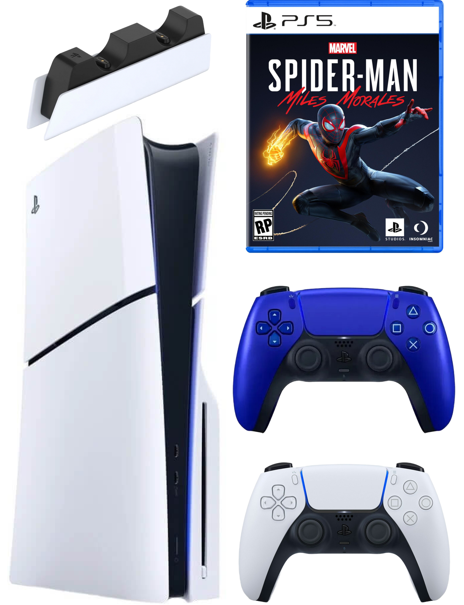 Игровая приставка Sony PS 5 Slim,1ТБ(с дисководом) +2-ой геймпад+Зарядная станция+Spider-Man: Miles Morales