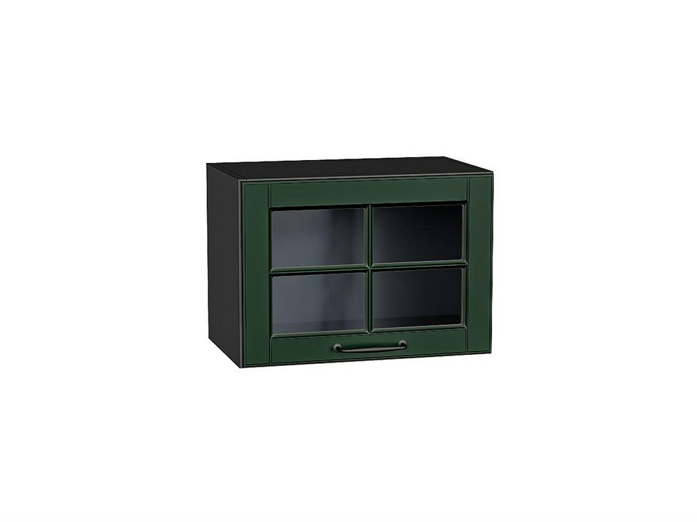 VVT Шкаф верхний горизонтальный остекленный Дублин Graphite, Special Green, 500 В*Ш*Г 358*500*318, фасад МДФ/Стекло Special Green, корпус Graphite Special Green