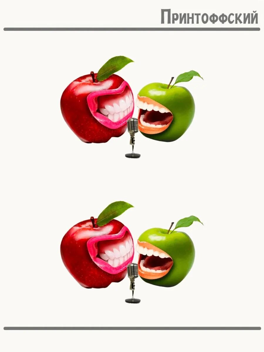 2-е (Две) Термонаклейки Яблоки/Apples Прикол