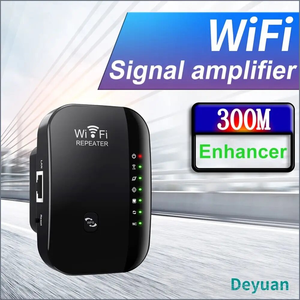 Wi-Fi-репитер с усилением сигнала, чёрный, 300 Мбит/с, евровилка