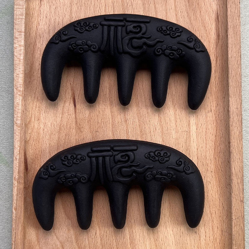 Массажная расческа из черного китайского растения с ароматом, 8,8x5,5 см, 50 г, подарочная упаковка