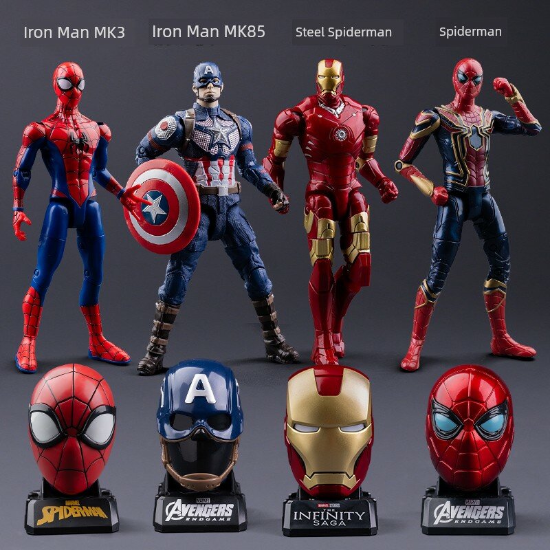 Набор фигурок Marvel Avengers 4 Классический Паук, Капитан Америка, Железный Человек и Железный Паук с подвижными