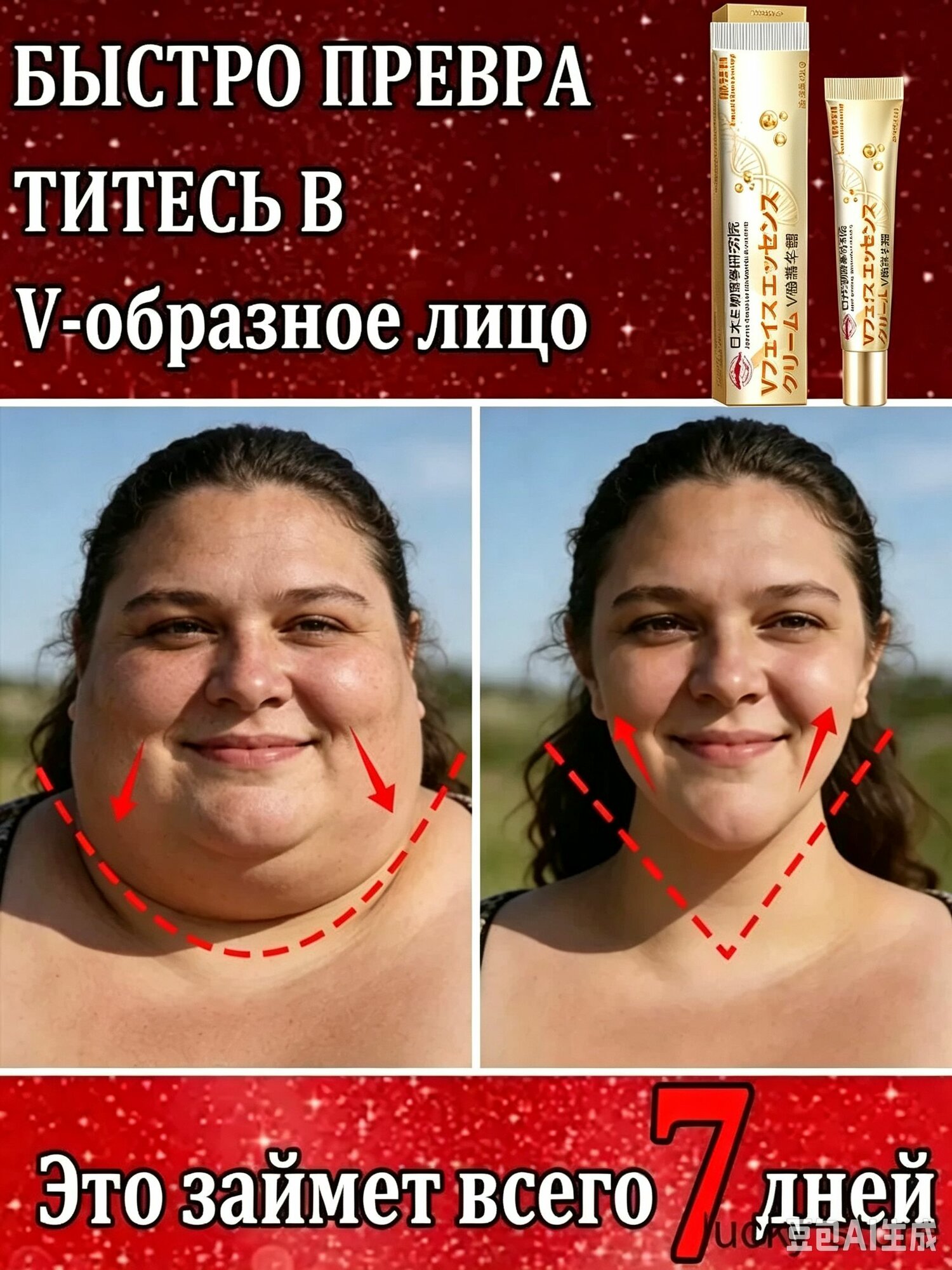 V-образный лифтинг-крем для лица, используемый для удаления излишков жира и подтяжки кожи, быстро устраняет второй подбородок за 7 дней и используется для омолаживающего массажа.20 мл