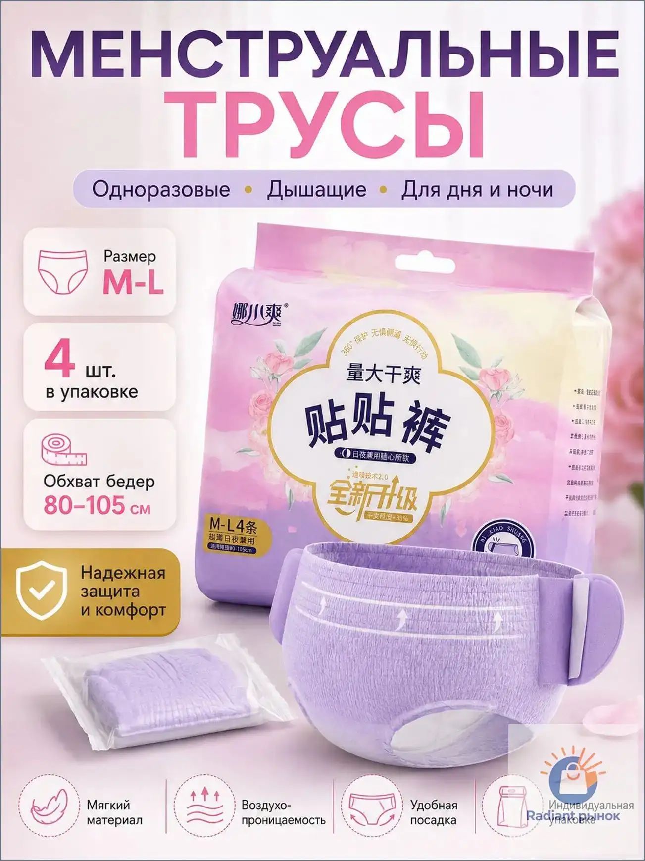 Трусы менструальные 4 шт