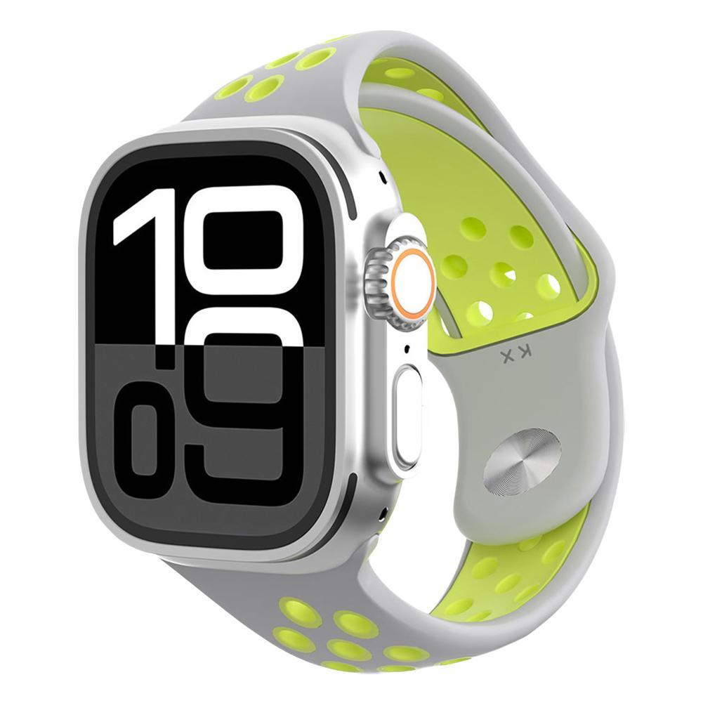 Ремешок для смарт-часов Apple Watch Series 9, 10, S11, Ultra, силиконовый, черно-белый, с перфорацией