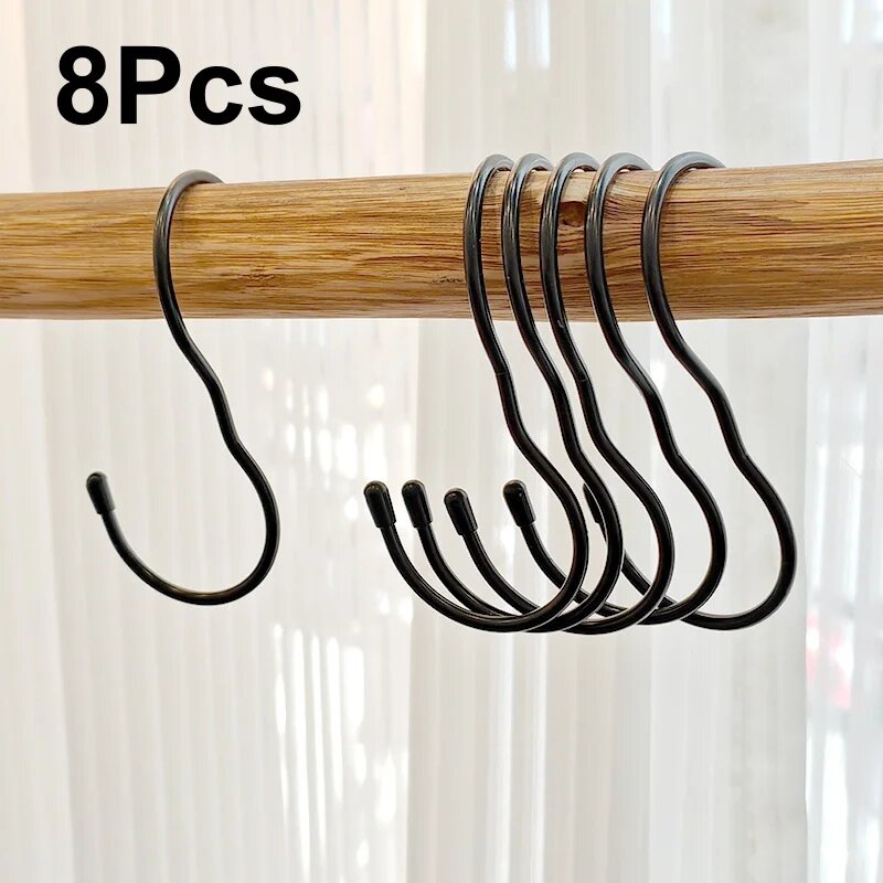 8Pcs Черные крючки для штор
