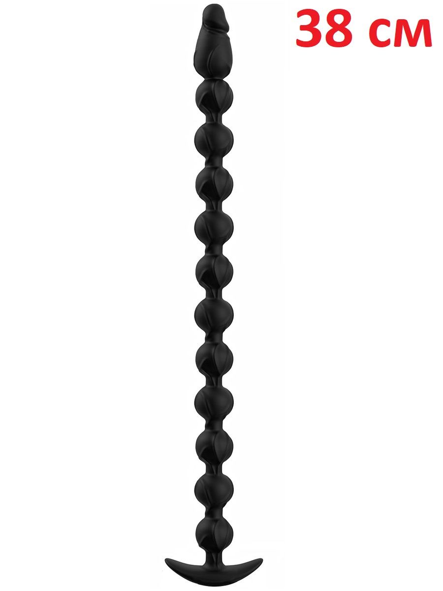 Большая анальная цепочка "BIG BLACK SILICONE MAMBA" 38см