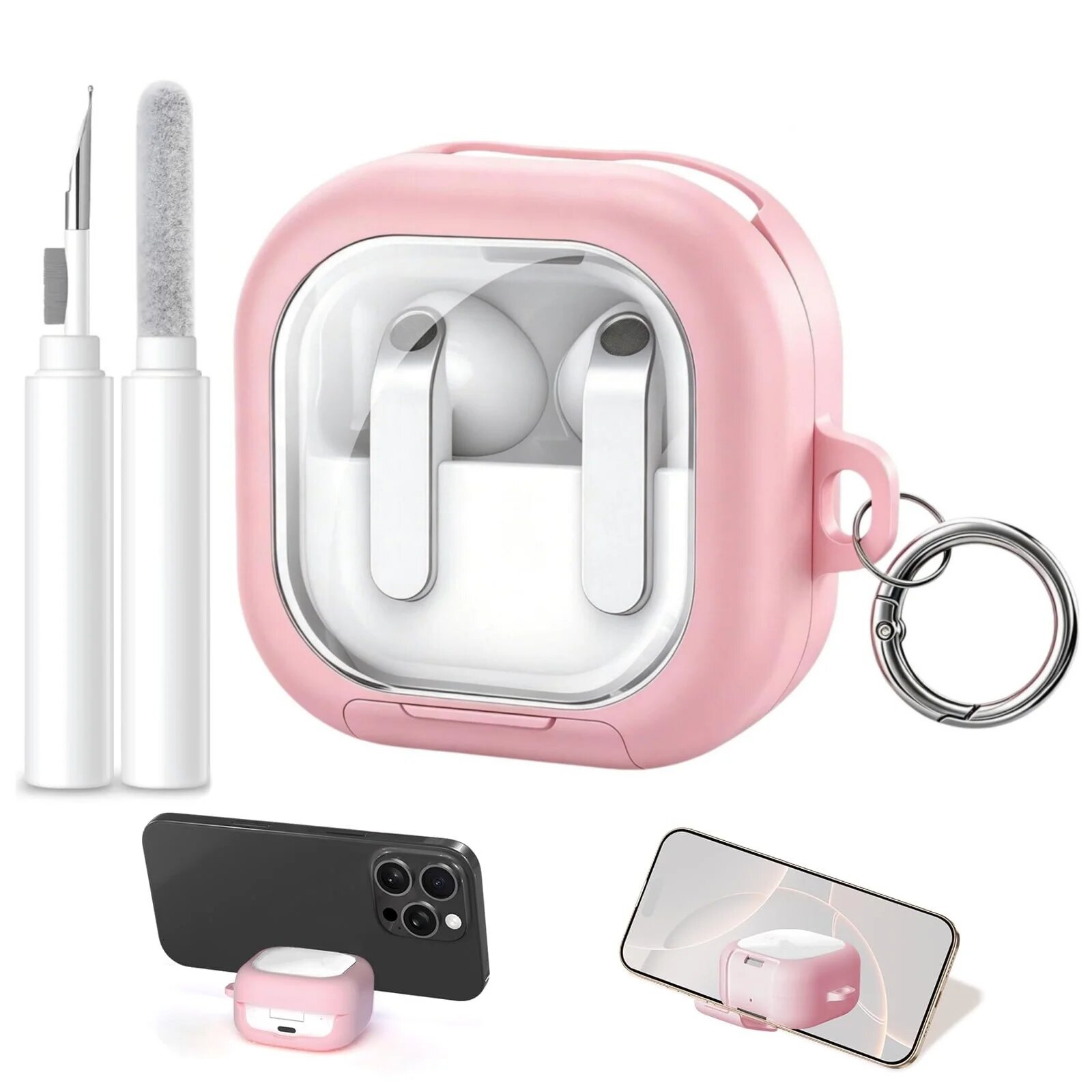 Прозрачный чехол для Samsung Galaxy Buds 4/4 Pro с Розовый, for Galaxy Buds 4Pro, Pink with Pen