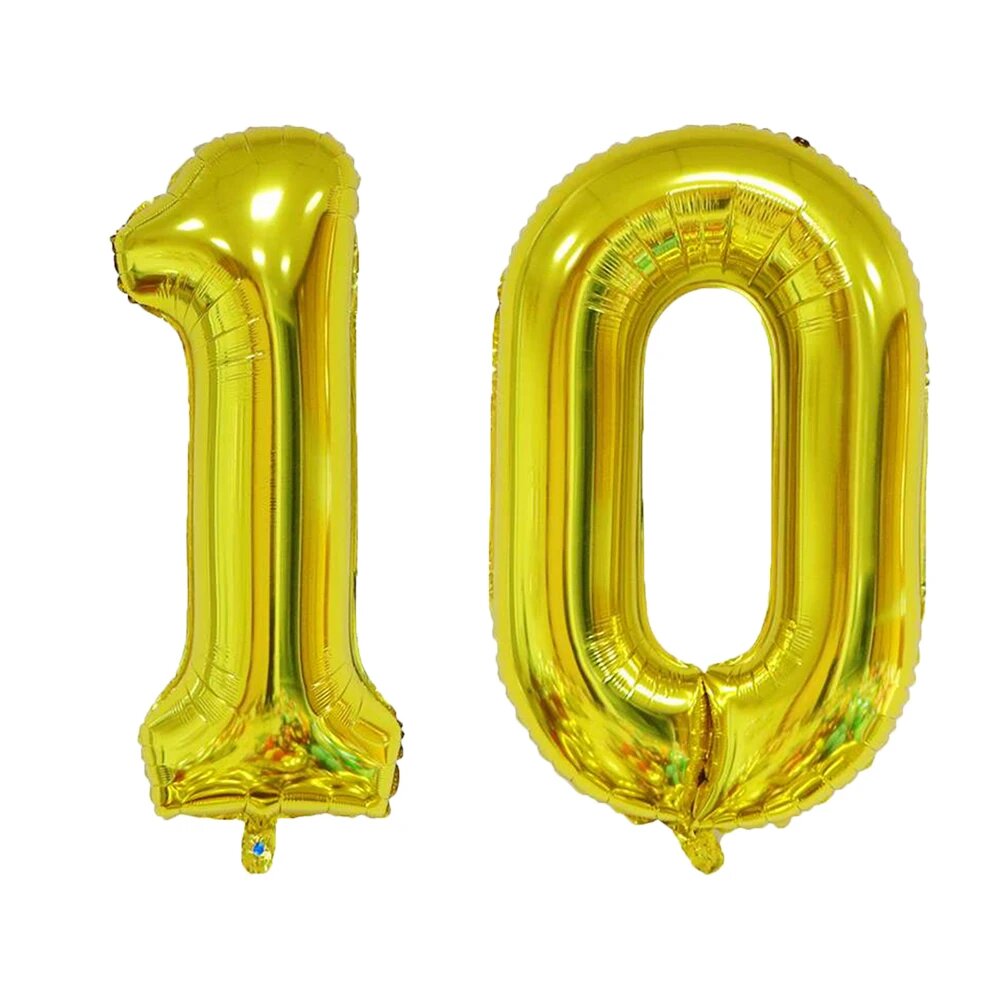 Золотые шары цифры "10" 40 дюймов