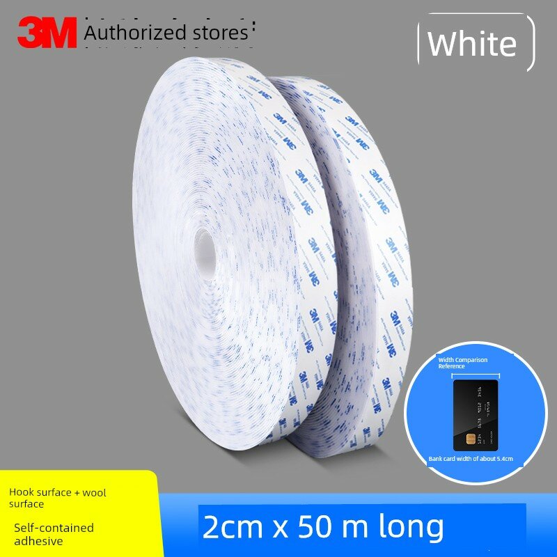 3M Белый самоклеящийся ленточный крепеж 2 см x 50 м с ворсом и крючками для штор