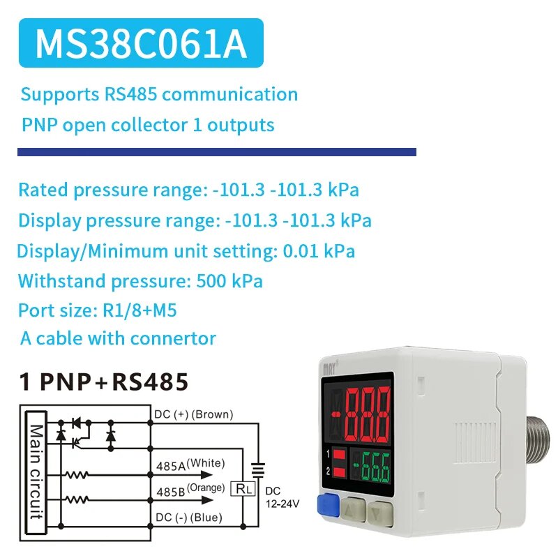 Цифровой манометр для пневматического переключателя давления RS485 MS38C061A