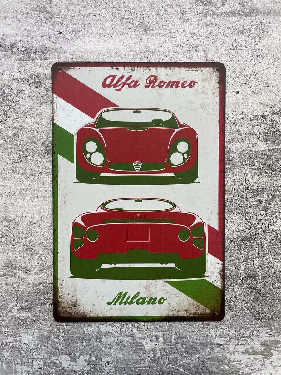 Декор на стену табличка металлическая Alfa Romeo