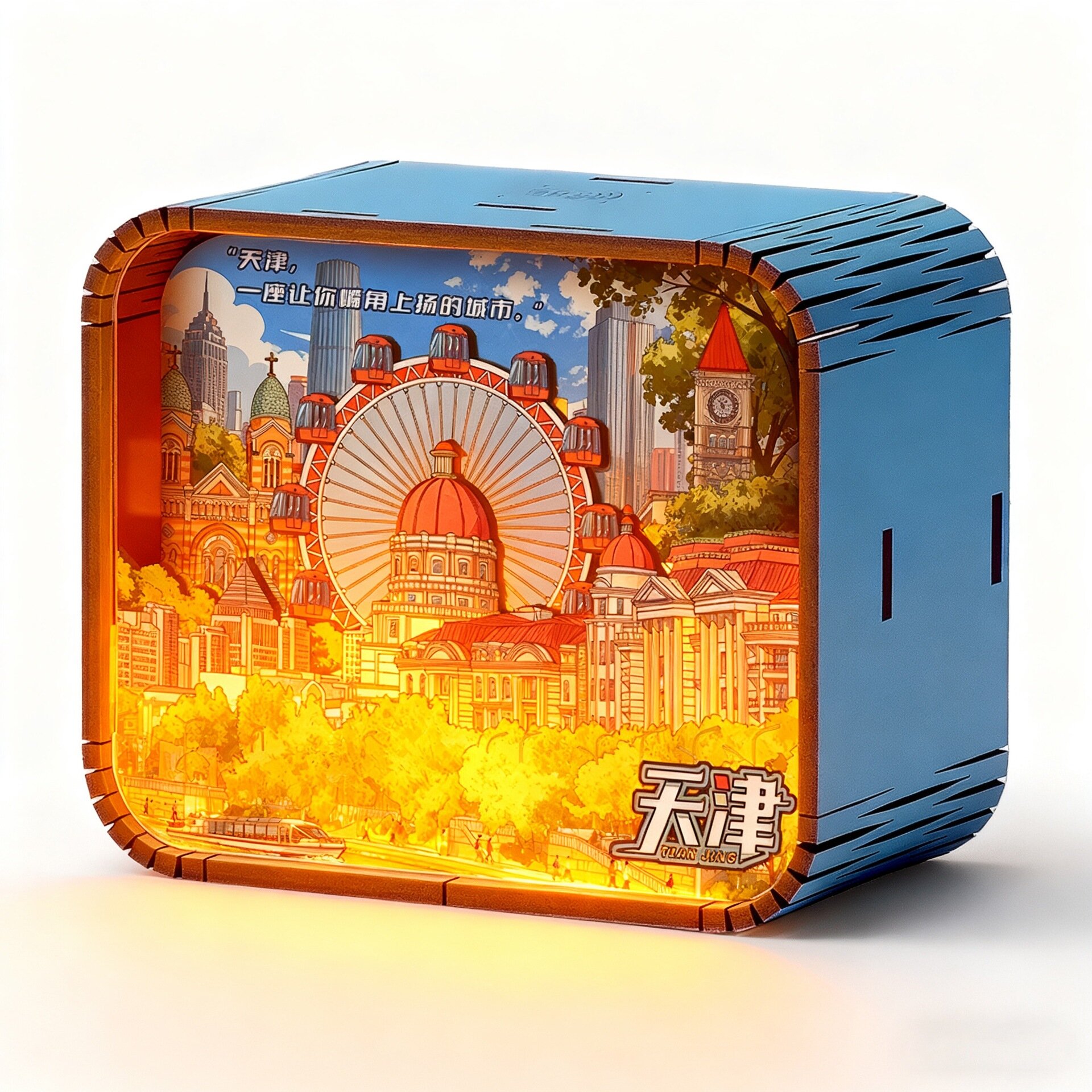 Деревянная музыкальная шкатулка с LED подсветкой, сувенир Тяньцзинь, 88-клавишная пианино, креативный декор