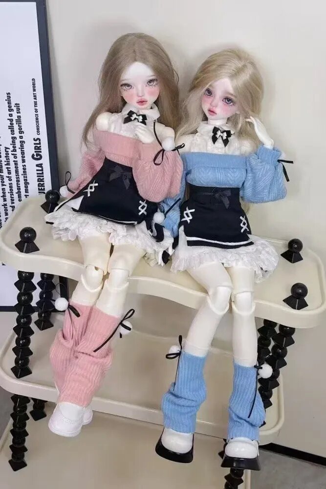 Комплект одежды для куклы BJD 1/4: свитер + юбка + аксессуары, розовый