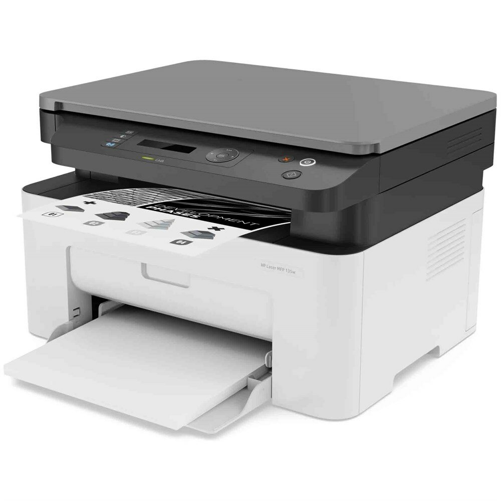 МФУ лазерное HP Laser MFP 135w черно-белая печать, A4, 1200x1200 dpi, ч/б - 20 стр/мин (А4), USB, Wi-Fi (4ZB83A)