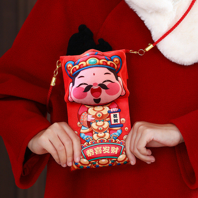 Лошадь год красный конверт с мультяшным дизайном и тканевым материалом для лунных праздников стиль к