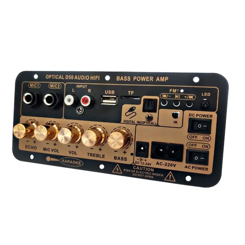 Плата усилителя D50 с оптическим аудио Bluetooth AMP USB FM радио TF плеер DIY сабвуфер для дома, автомобиля, вилка ЕС