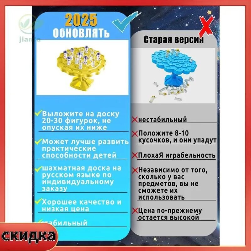 Настольная игра, Балансирующий космонавт,64шт фигурок, Подарки на день рождения/вечеринку/семью для мальчиков и девочек