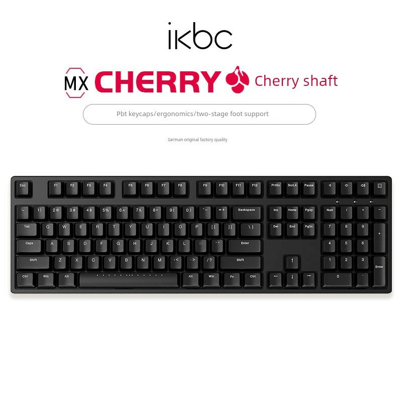 IKBC C108 Проводная механическая клавиатура с синей переключателем 108 клавиш черного цвета для офиса
