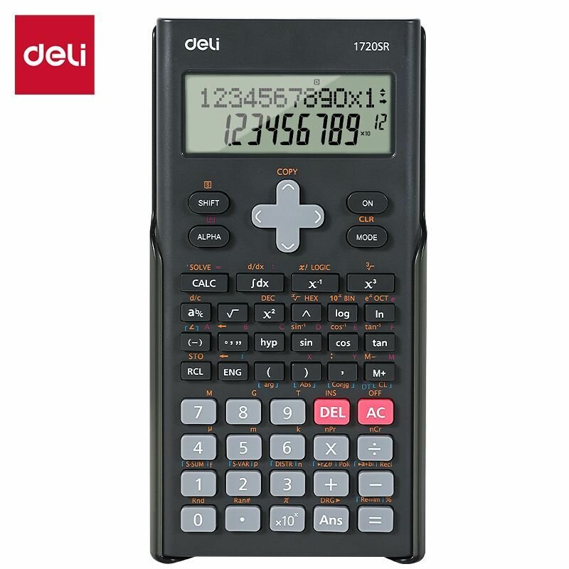Калькулятор Deli 10+2 разряда научный, для ЕГЭ, темно-серый E1720 (E1720SR-GR)