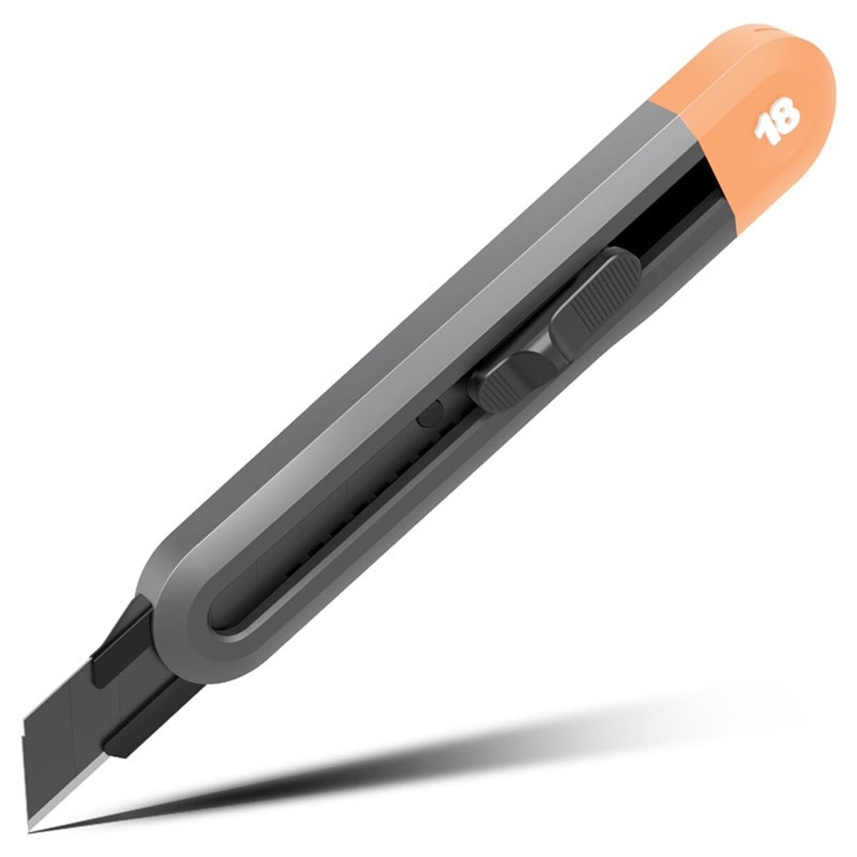 Технический строительный нож "Home Series Gray" Deli HT4018C (черное лезвие 18мм, эксклюзивный дизайн, софттач пластик)