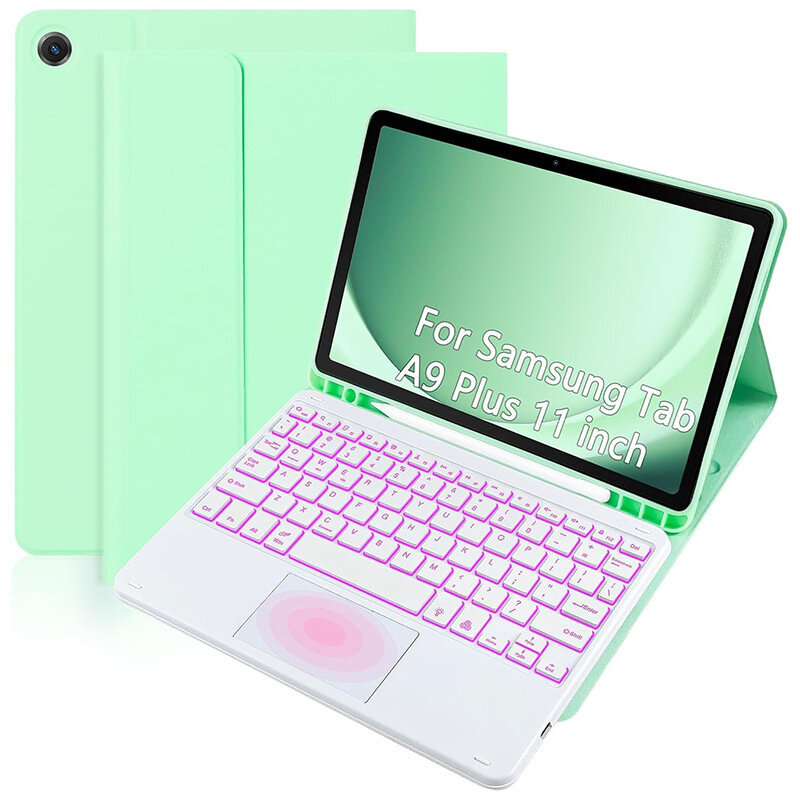 Samsung Tab A9 Plus 11-дюймовый SM-X210/X216/X218 Сенсорная подсветка Bluetooth Клавиатура 216 Слот для ручки Кожаный чехол Силиконовый