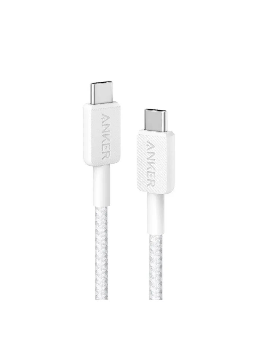 Кабель Anker Nylon, 240Вт, 0,9 м, нейлон, быстрая зарядка, белый — фото 1