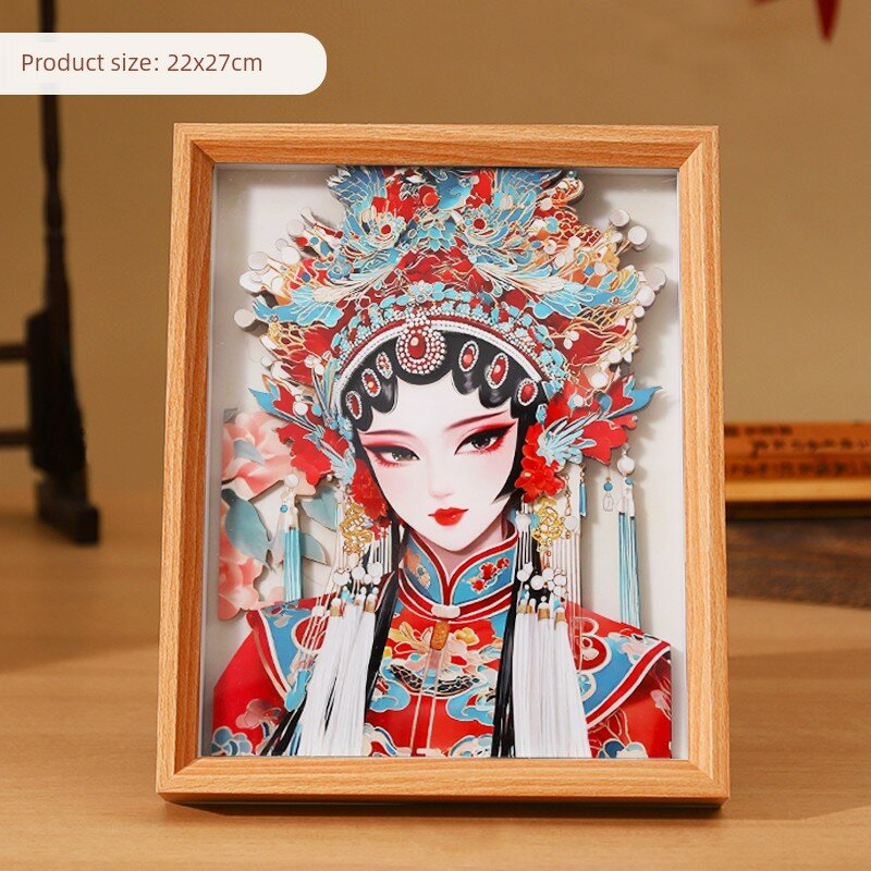 Фигурная рамка из ненатурального дерева 27x27см, изображение Феникса, красный макияж, DIY-подарок для культурных