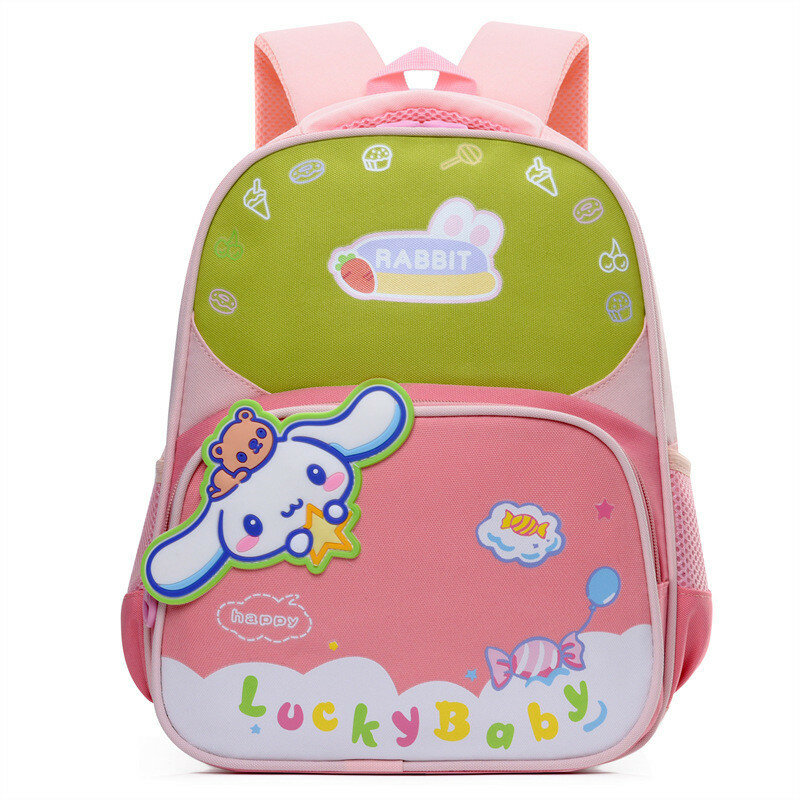 Красивый мультяшный детский рюкзак, практичный нейлоновый школьный мешок для детского сада, розовый