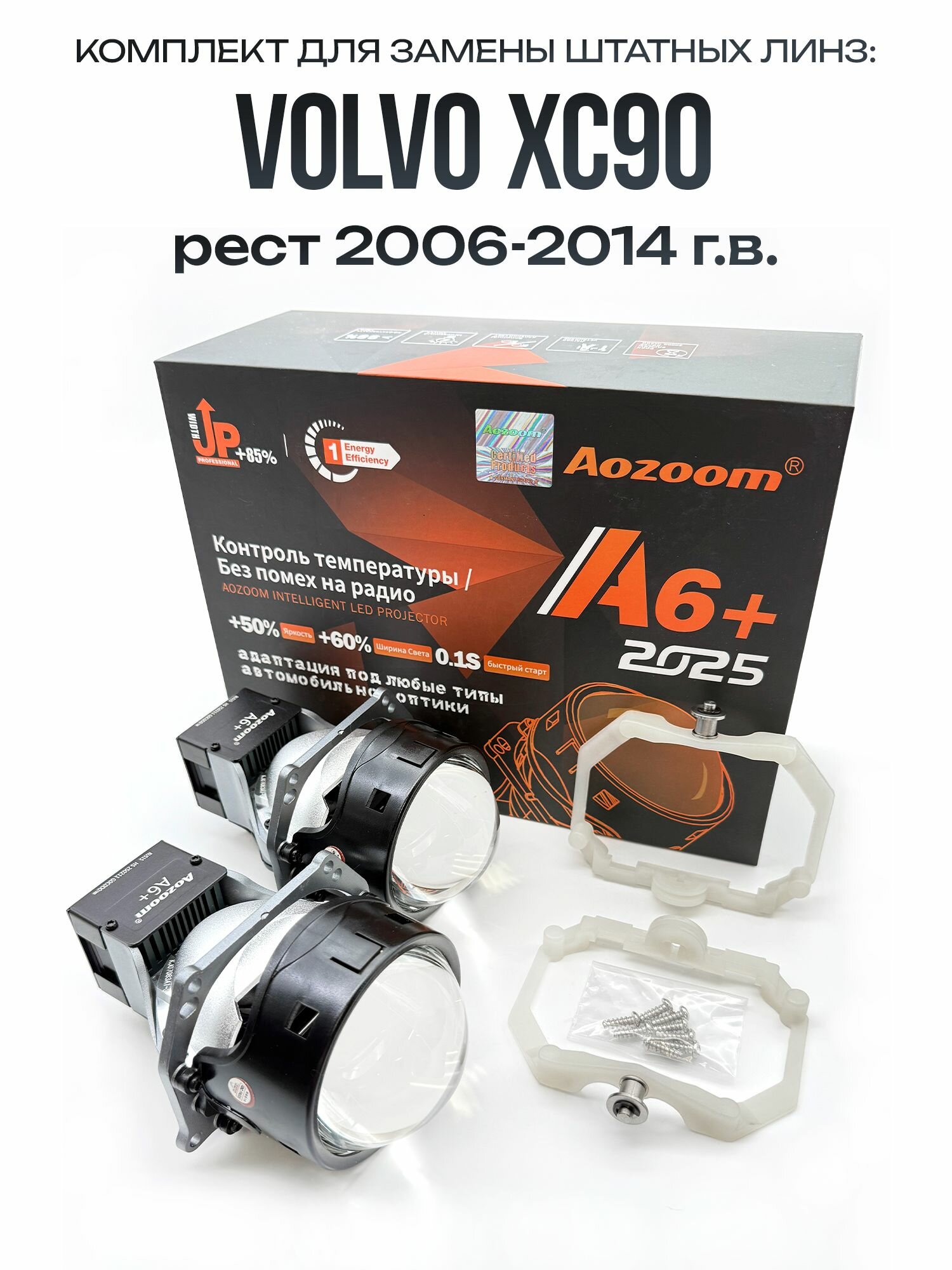 Светодиодные билед модули Аозум А6+ 2025 для адаптивных фар Volvo XC90 2006-2014 / Линзы bi-led A6+ для AFS Вольво ХС90
