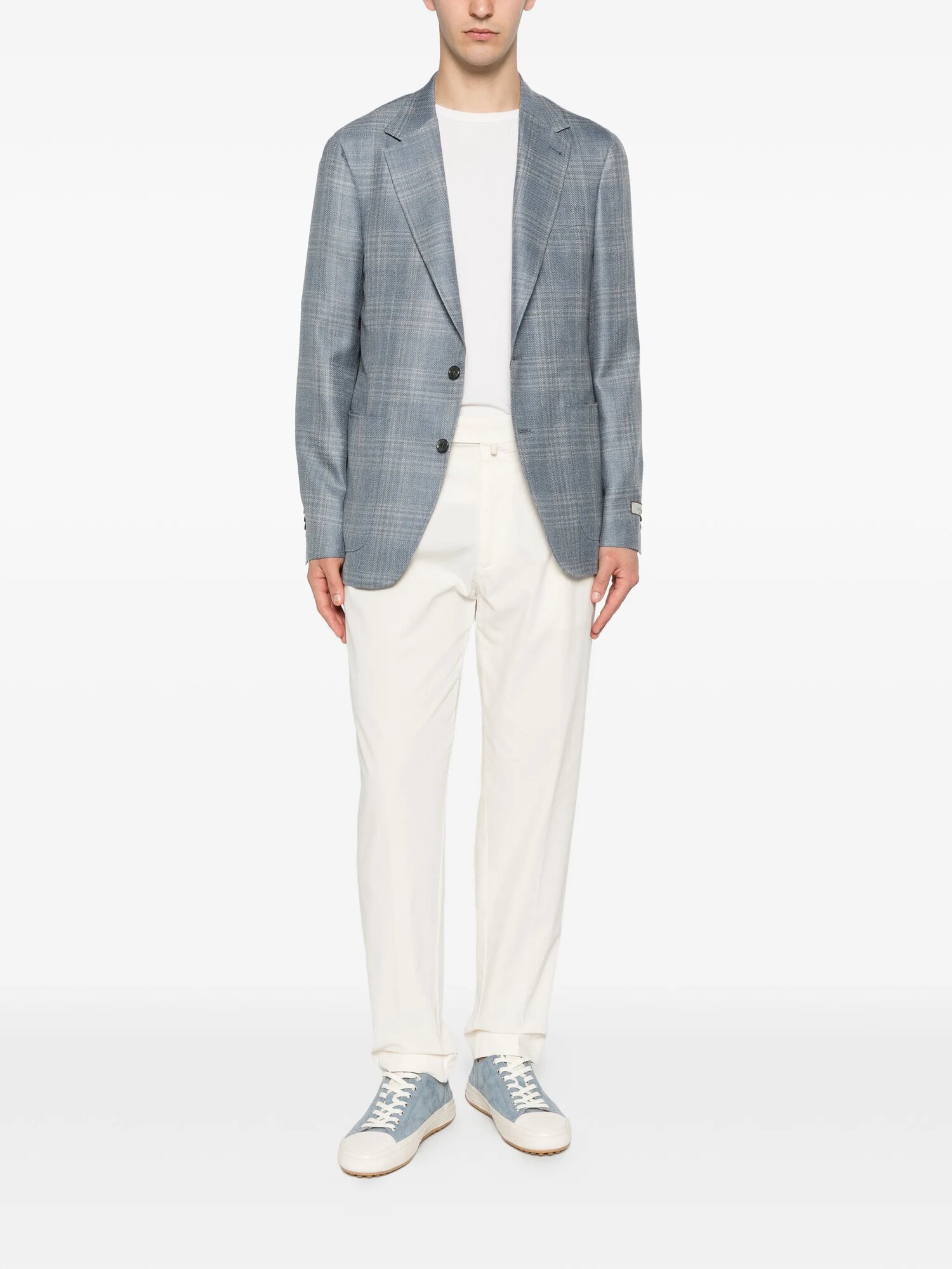 Пиджак Canali Checked two-button blazer, размер 50, blue — фото 1