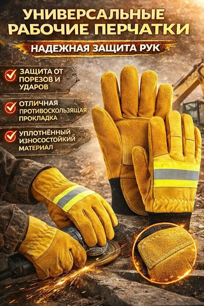 Защитные перчатки, размер 27*14cm, 1 пара прочные рабочие перчатки для строительства, ремонта и садовых работ
