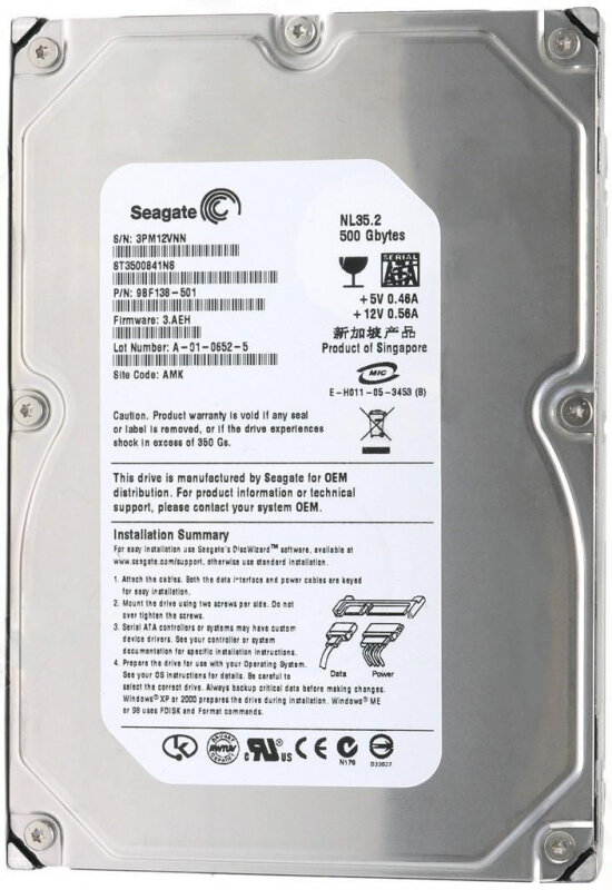 Жесткий диск Seagate 9BF138 500Gb SATAII 3,5" HDD