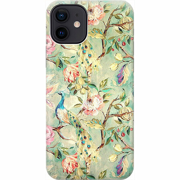 Силиконовый чехол на Apple iPhone 12 / 12 Pro / Эпл Айфон 12 / 12 Про с рисунком "Винтажный цветочный паттерн"