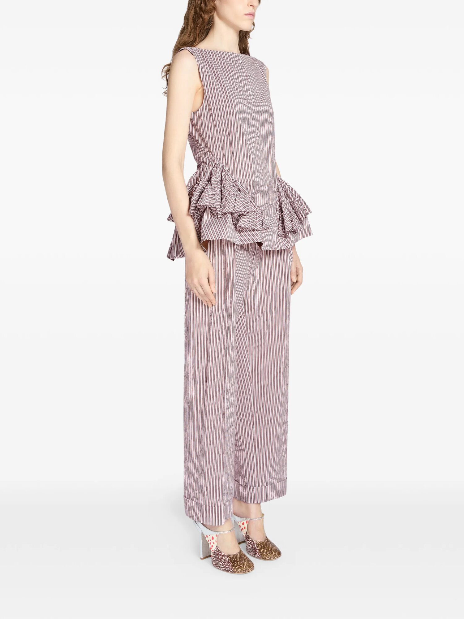 Топ Dries Van Noten Ruffled peplum top, размер 34, разноцветный — фото 1