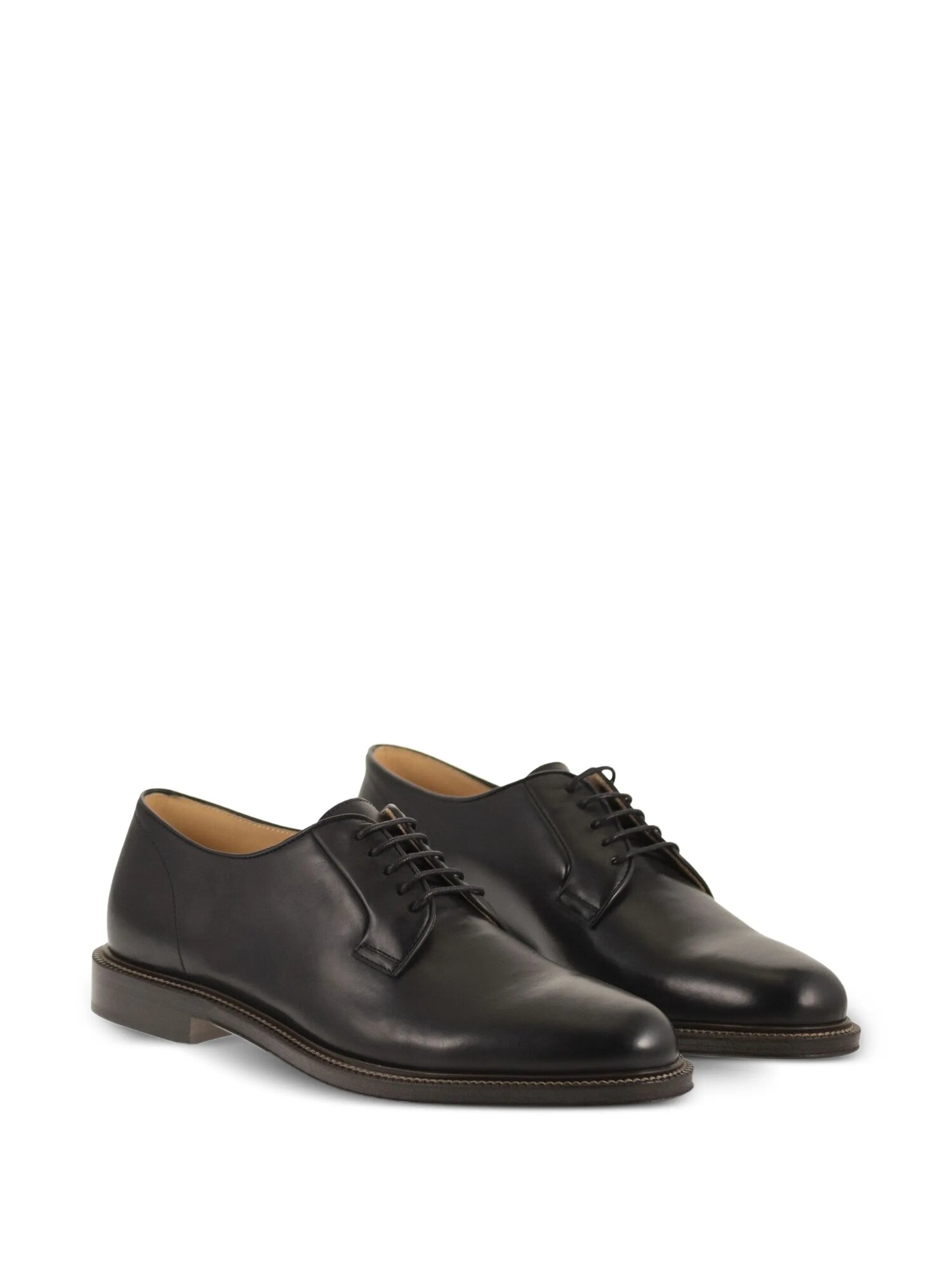 Туфли BRUNELLO CUCINELLI Leather derby shoes, размер 41, black/black — фото 1